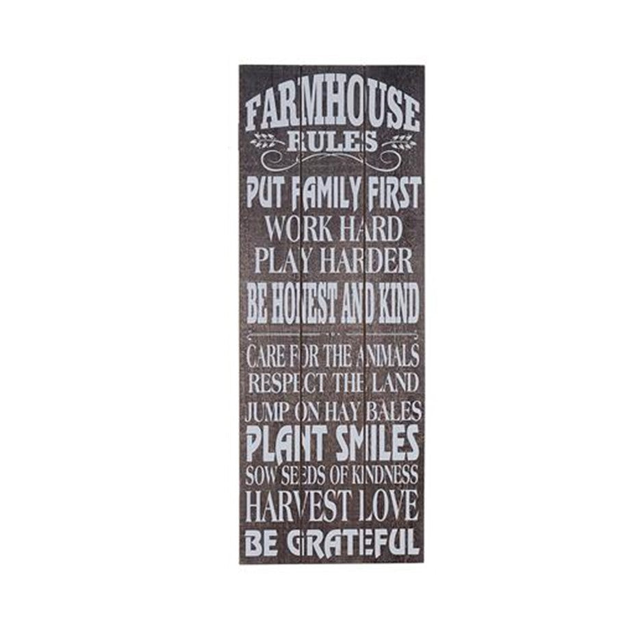Farmhouse Rules Wood Wall Sign – Portugal Imports Online